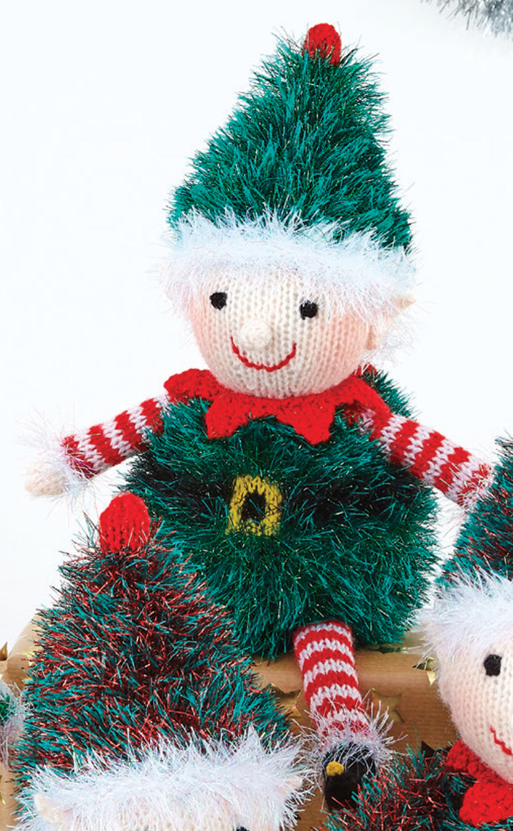 Knitting Pattern: Easy Knit Christmas Elves in Tinsel Chunky and DK Ya ...
