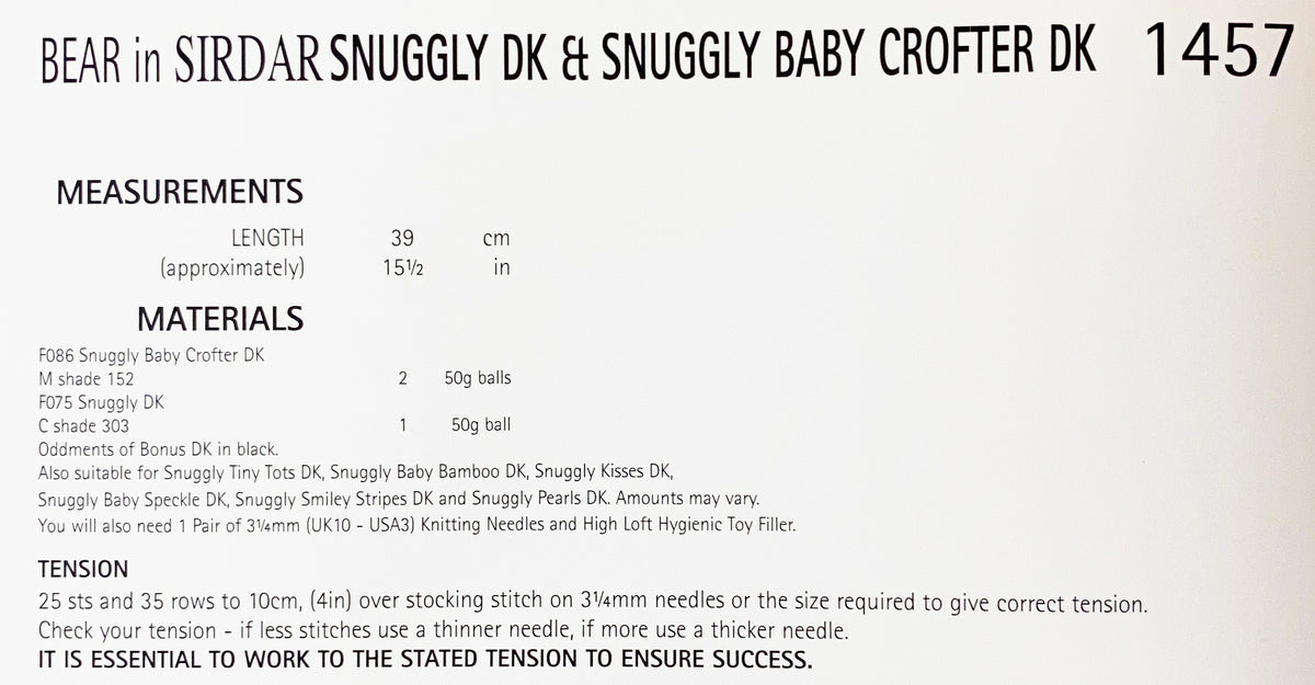 Knitting Pattern: Sirdar Teddy Bear – YardandYarn